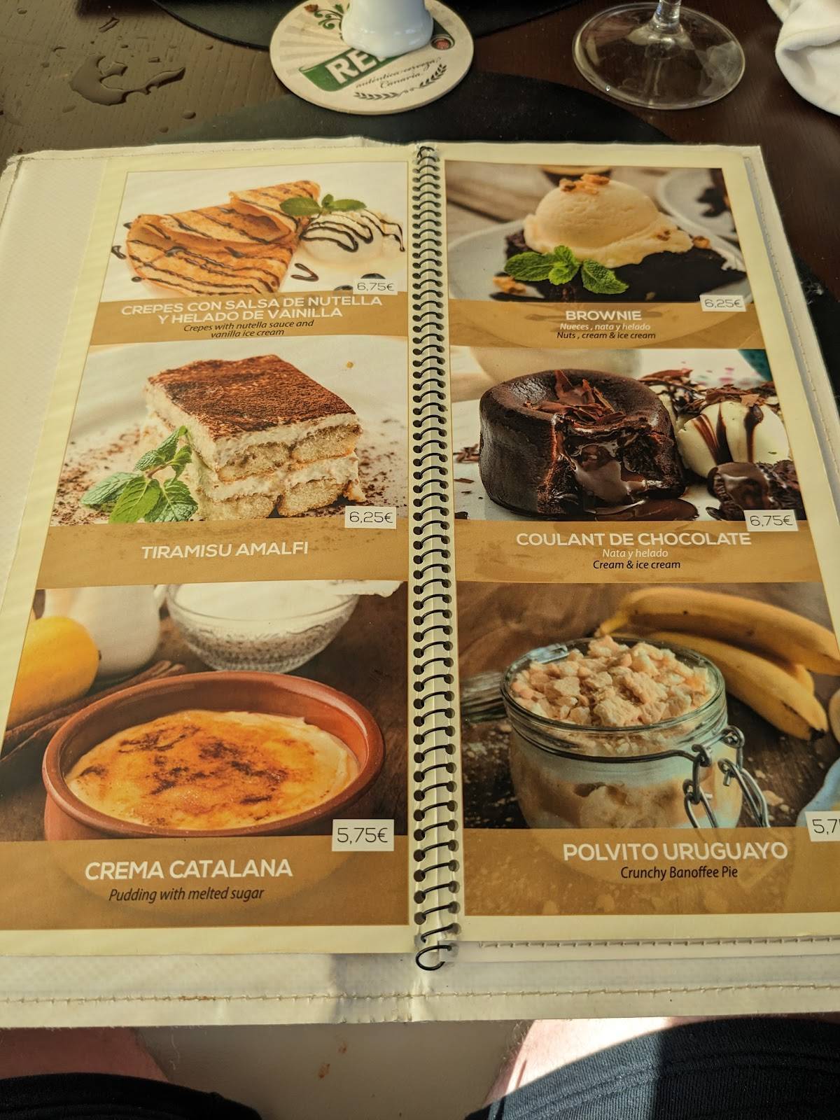 Menu at Amalfi Restaurant, Costa Adeje