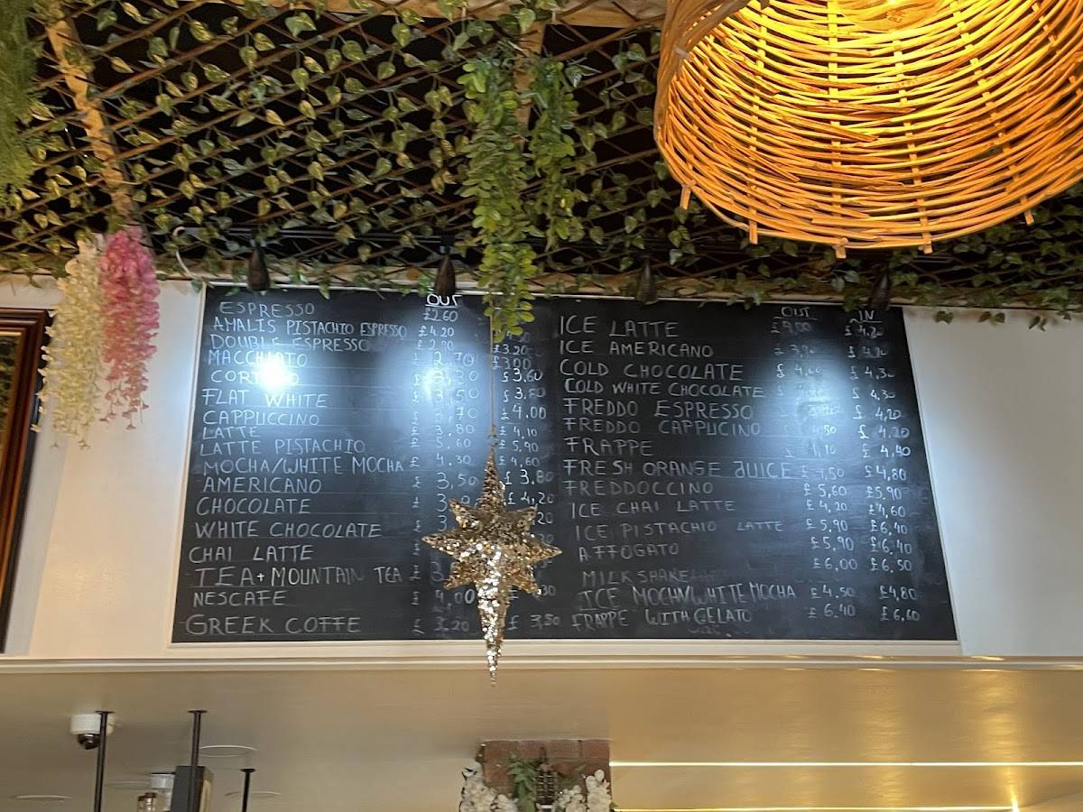 Menu at Amalis Caffé (Greek Taste) cafe, Canterbury