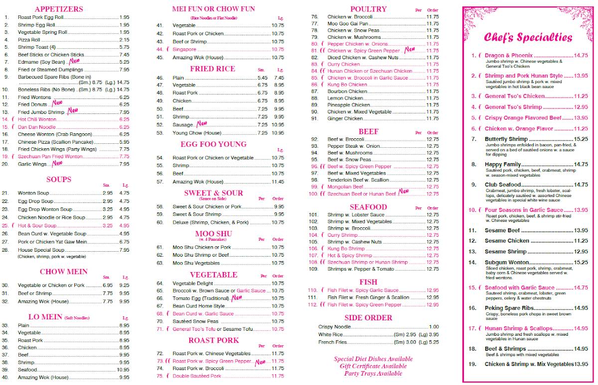 Menu at Amazing Wok restaurant, West Deptford, 530 Crown Point Rd