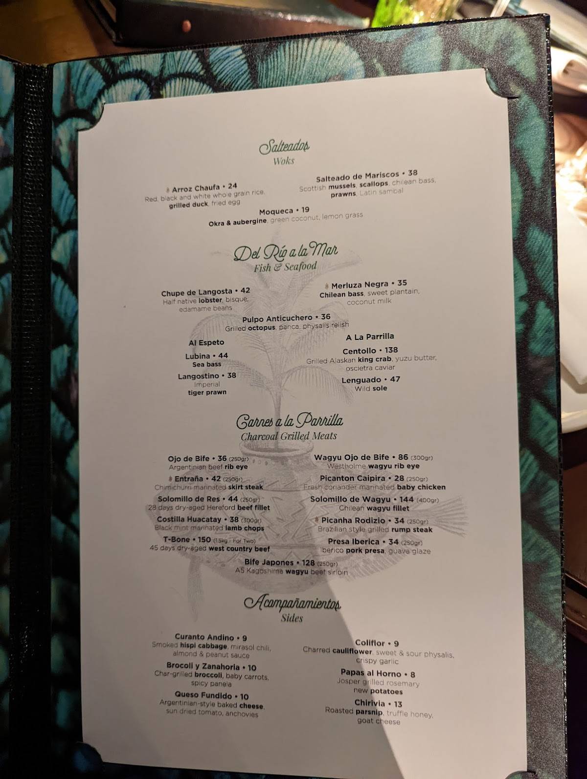 Menu at Amazonico London restaurant, London