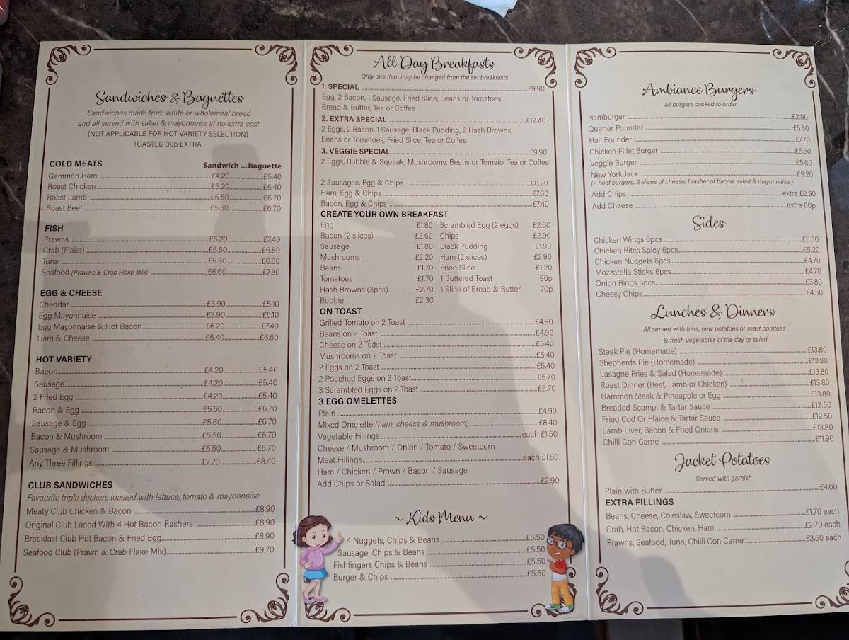 Menu at Ambience Cafe Ltd, Saint Neots