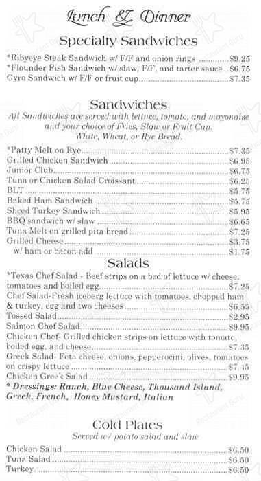 Menu at Americana Restaurant, Matthews, Matthews-Mint Hill Rd