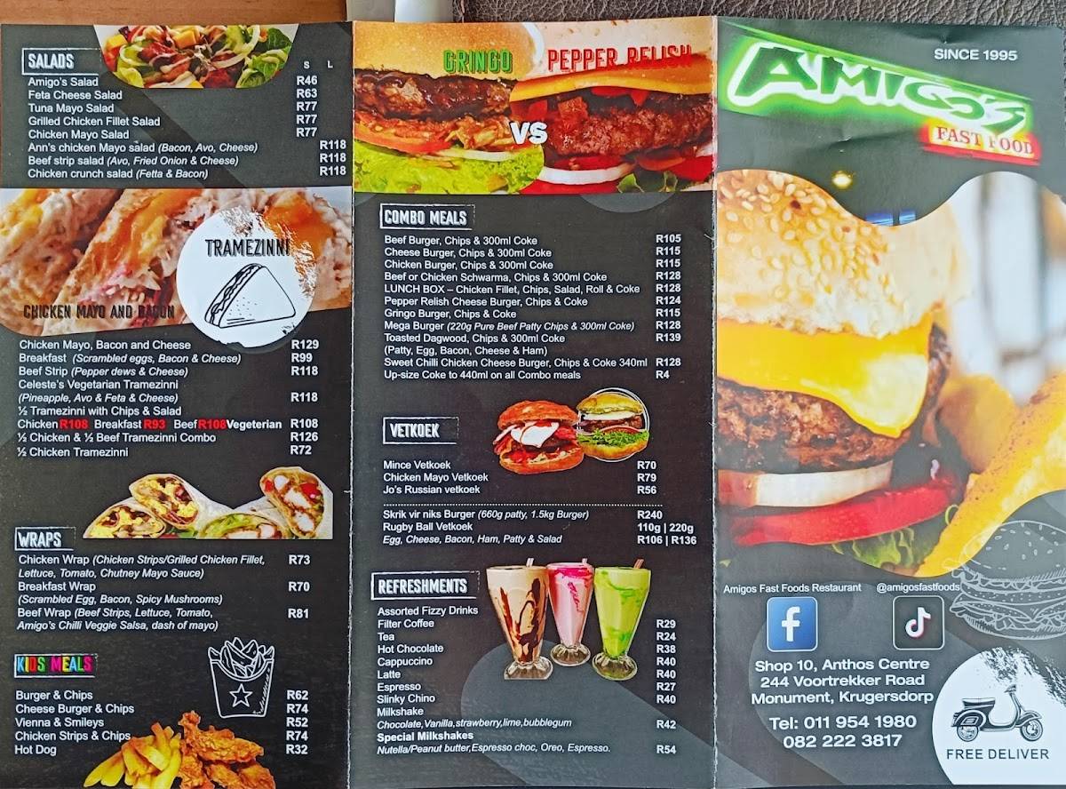 Menu at Amigos TAKE AWAYS restaurant, Krugersdorp