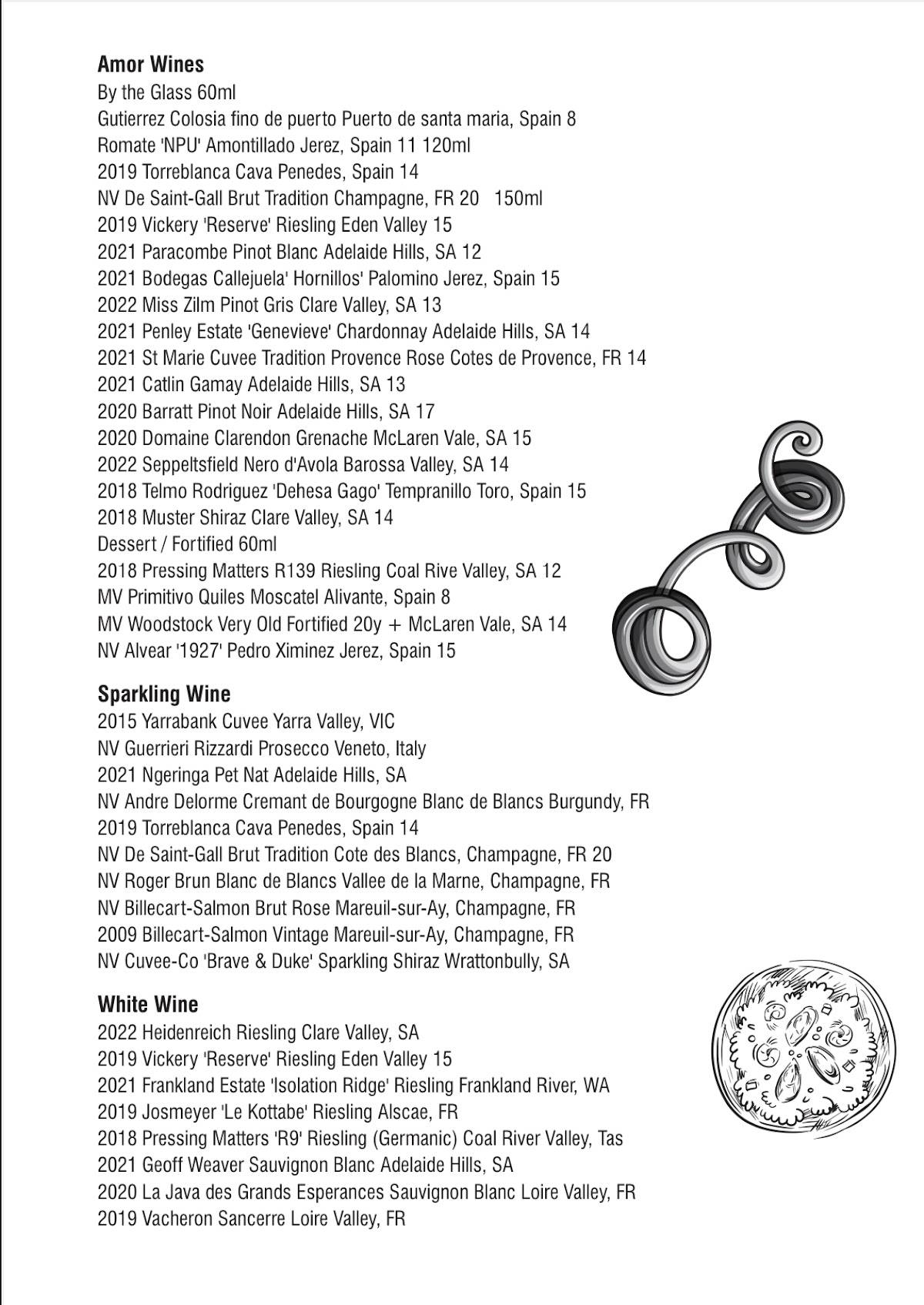 Menu at Amor Restaurant & Bar, Hyde Park