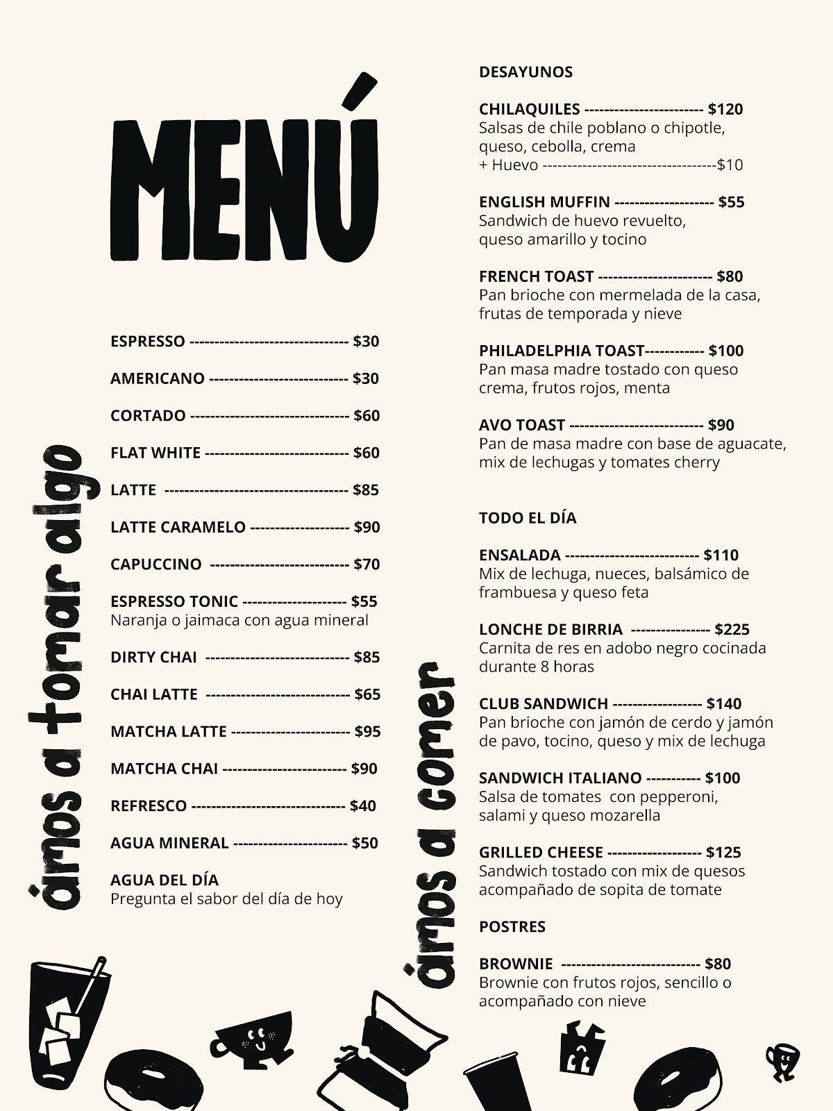Menu at Ámos, Café & Mesa, Ciudad Juarez