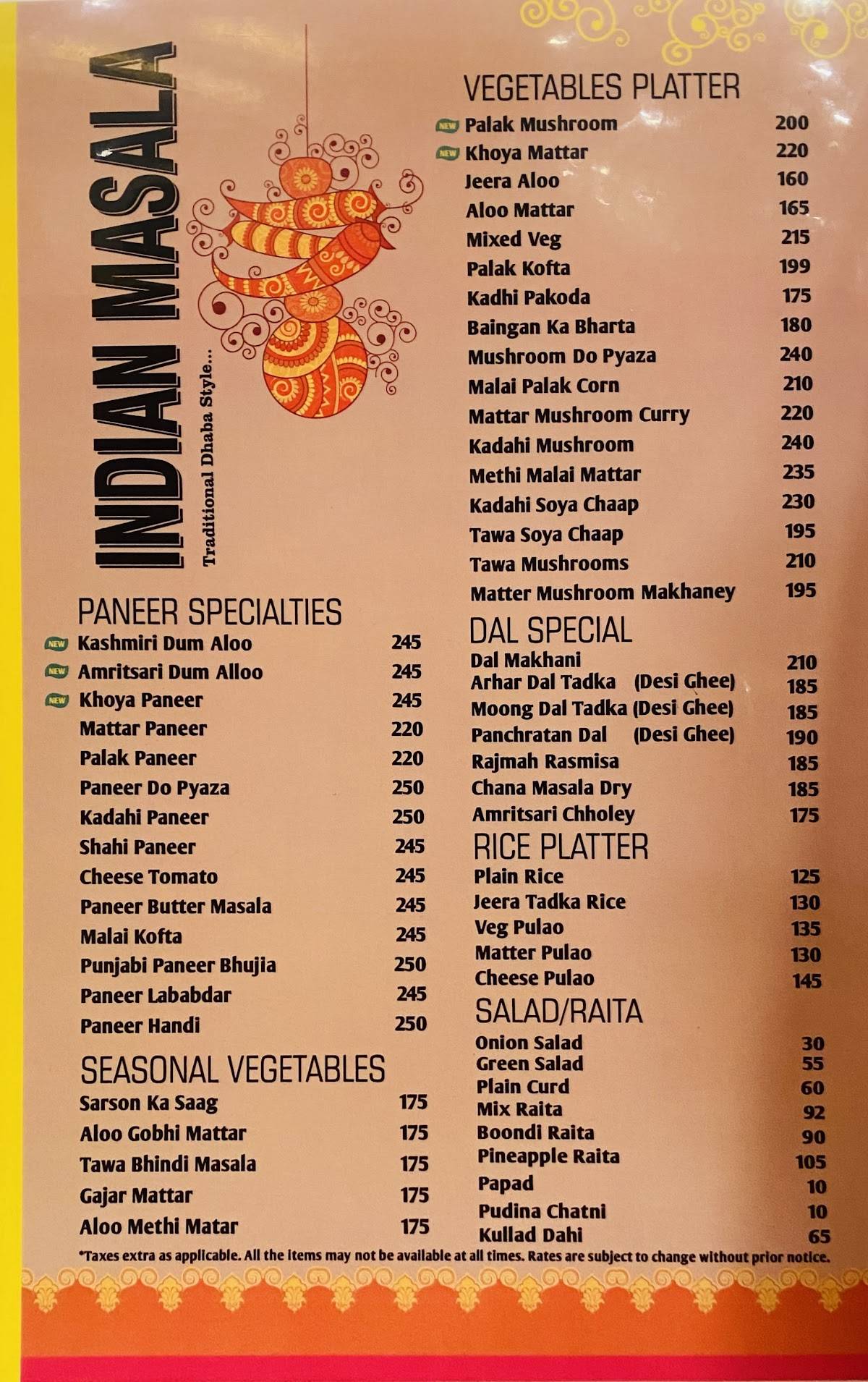 Menu at Amrik Sukhdev, Murthal, No.52