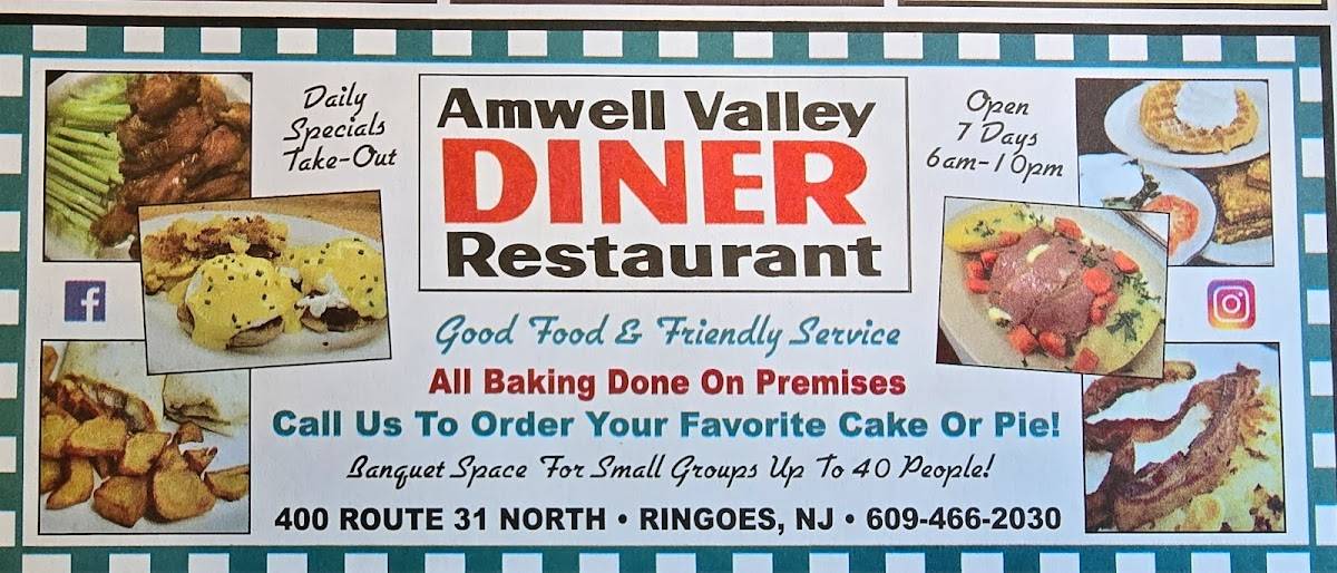Menu at Amwell Valley Diner Restaurant, East Amwell Township, 400 NJ-31