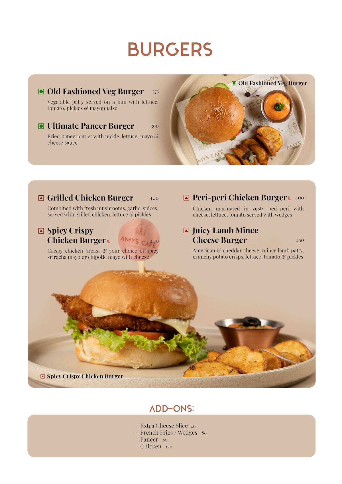 Menu at Amy's Cafe, Hyderabad