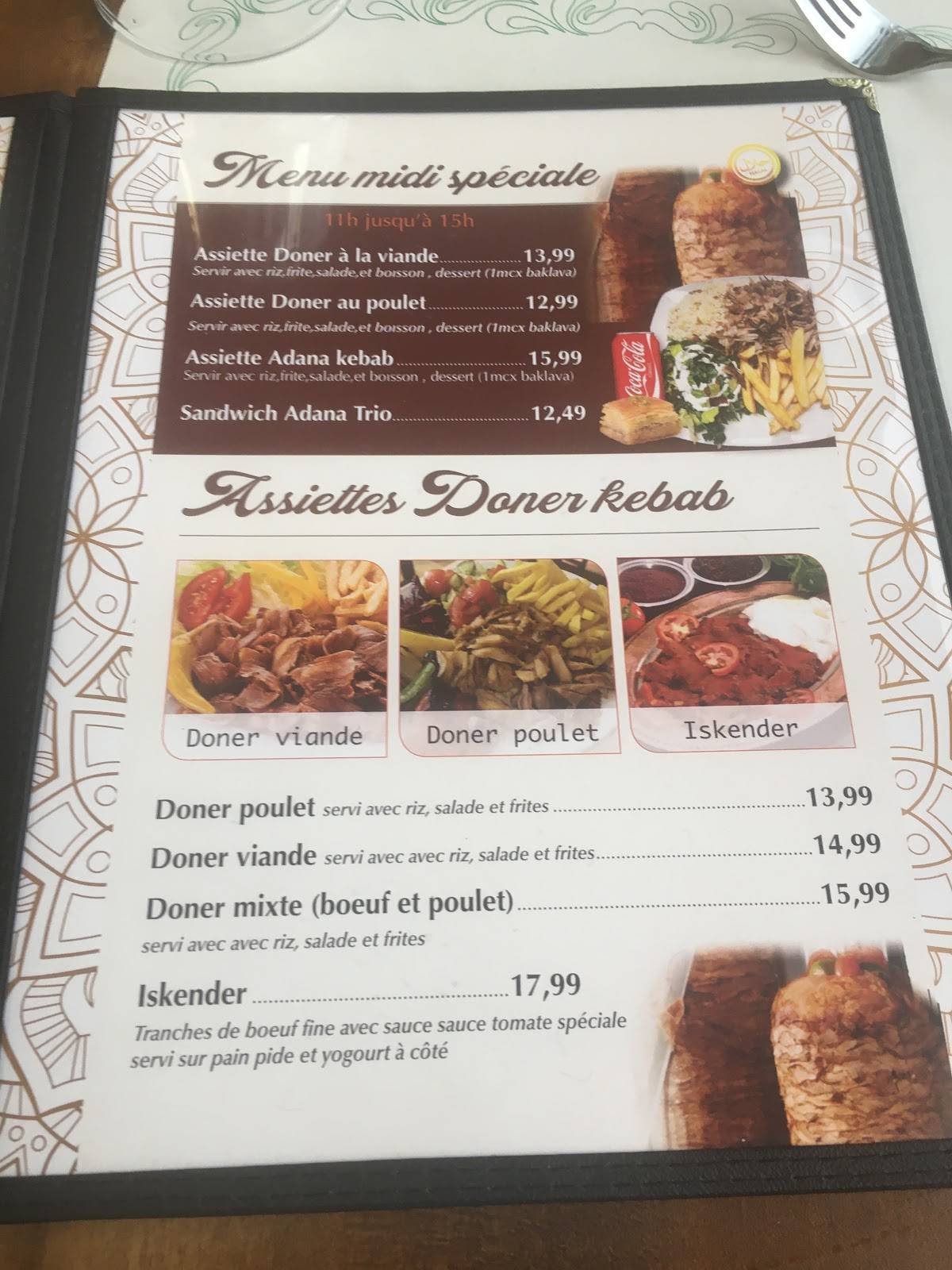 Menu au Anatolia Restaurant, Laval