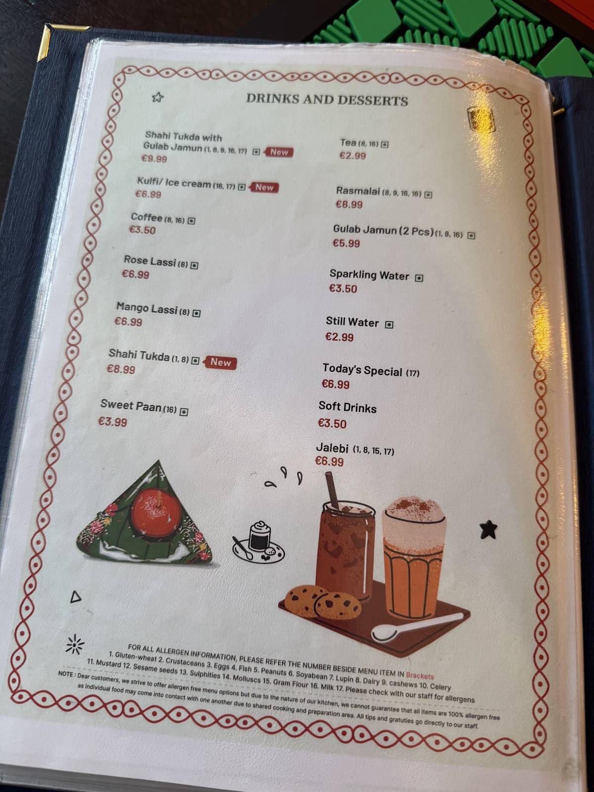 Menu at Andhra Bhavan (Abbey St) restaurant, Dublin