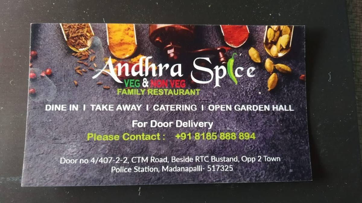 Menu at Andhra Spice Veg & Non Veg Family Restaurant, Madanapalle