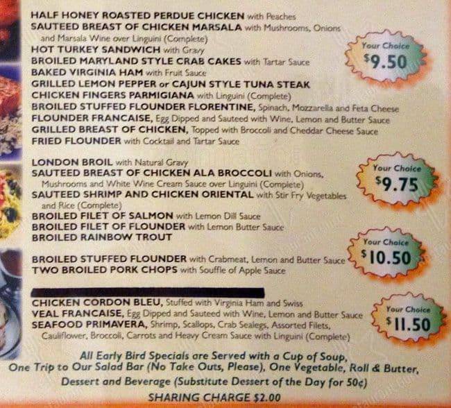 Menu at Andonios Diner restaurant, Philadelphia