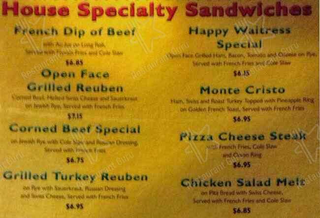 Menu at Andonios Diner restaurant, Philadelphia