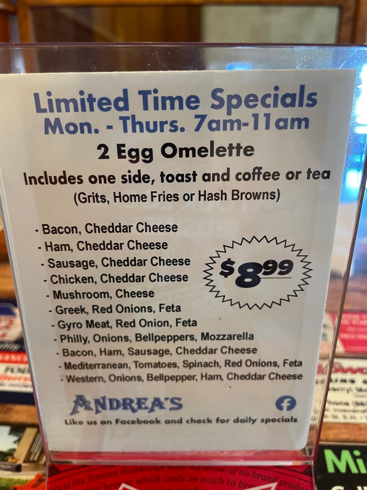 Menu at Andrea's Family Restaurant, Winter Haven
