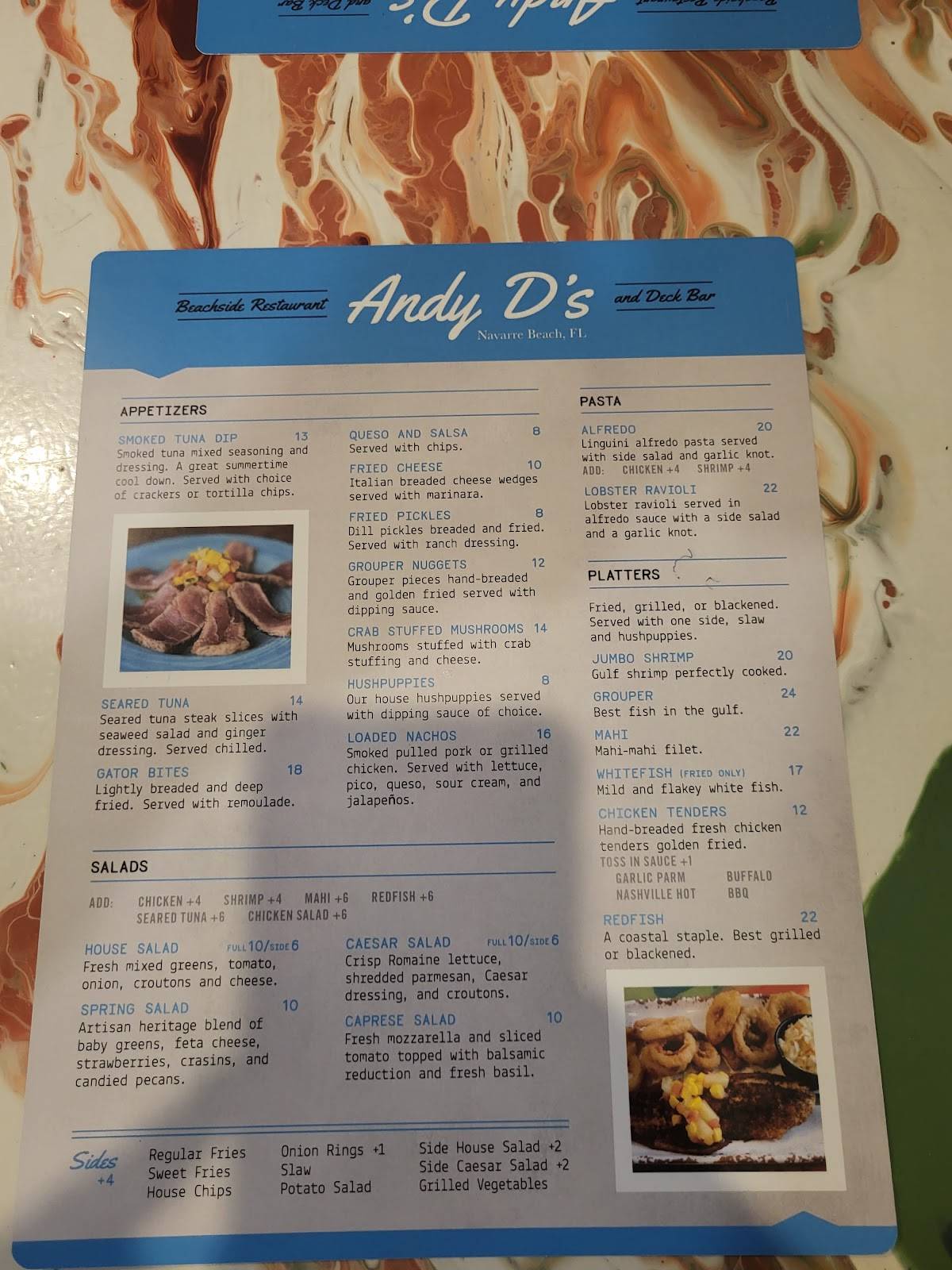 Menu at Andy D's Beachside Restaurant & Deck Bar, Navarre