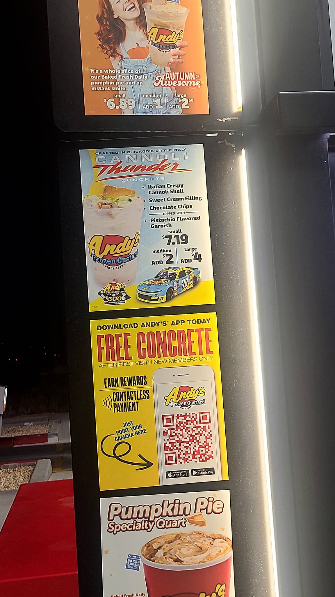 Menu at Andy's Frozen Custard desserts, Mesa, 10655 E Southern Ave