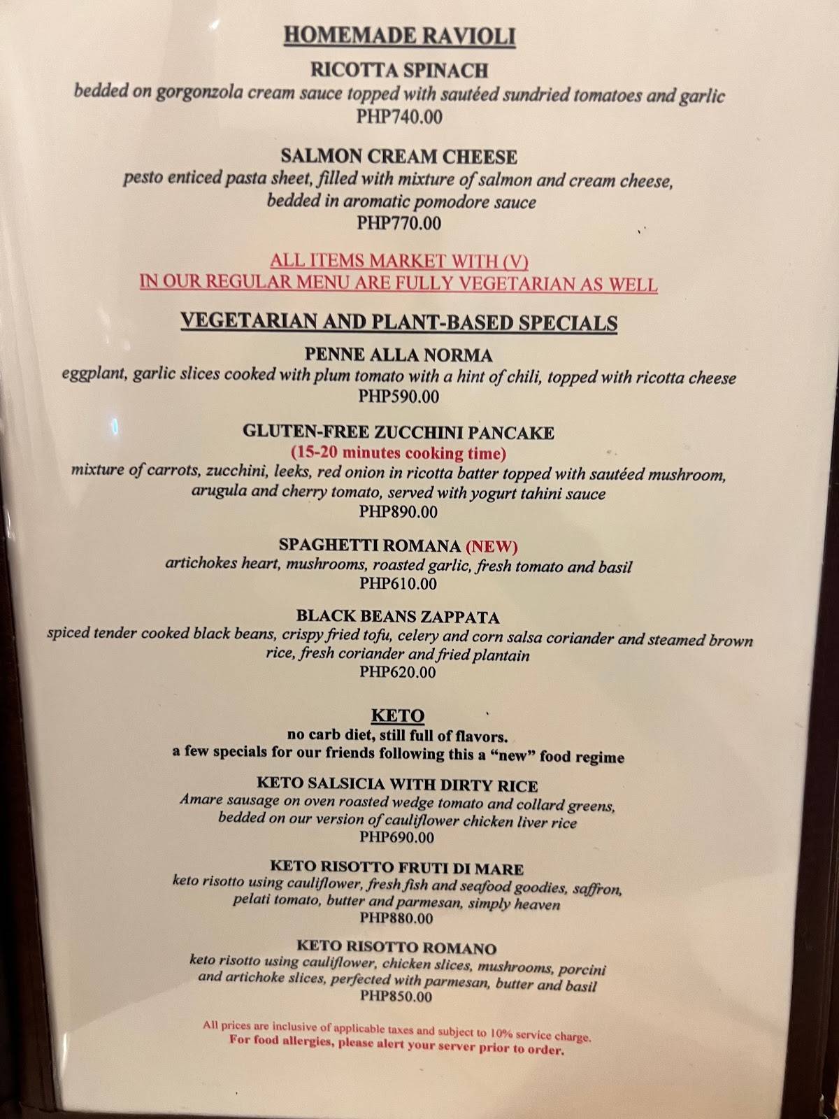 Menu at Amare by Chef Chris restaurant, Angeles, Royce Hotel M. A ...