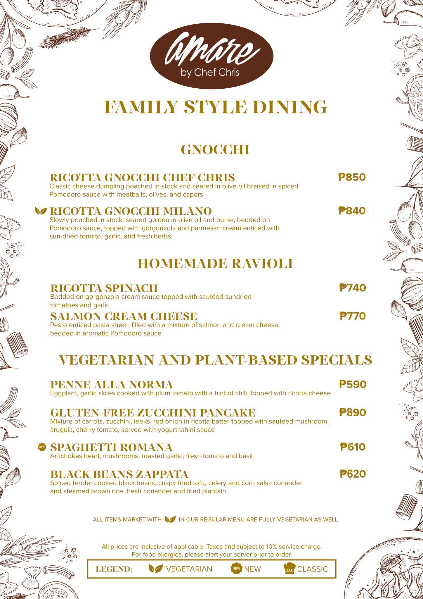Menu at Amare by Chef Chris restaurant, Angeles, Royce Hotel M. A ...
