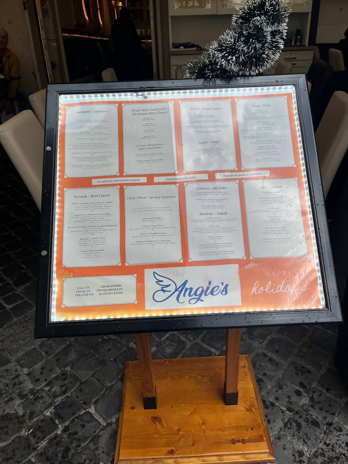 Menu at Angie’s Restaurant, Rome