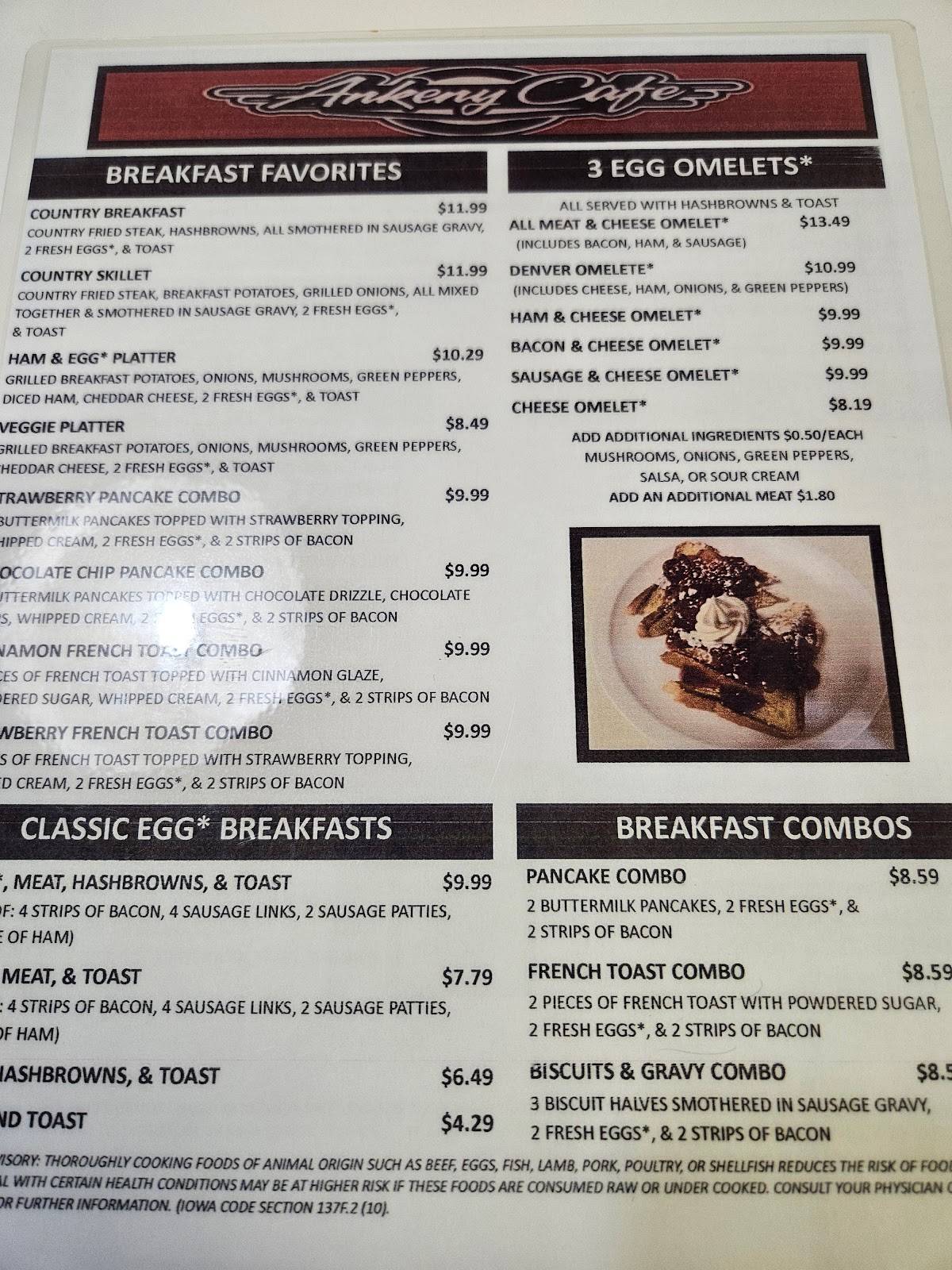 Menu at Ankeny Cafe, Ankeny