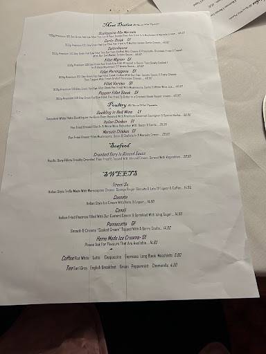 Menu at Anna's Restaurant, Stanthorpe