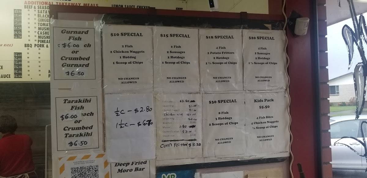 Menu at Apollo Takeaways fast food, Palmerston North