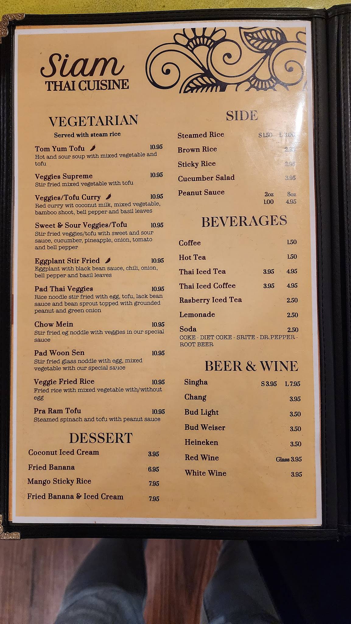 Menu at Siam Thai Cuisine restaurant, Apple Valley