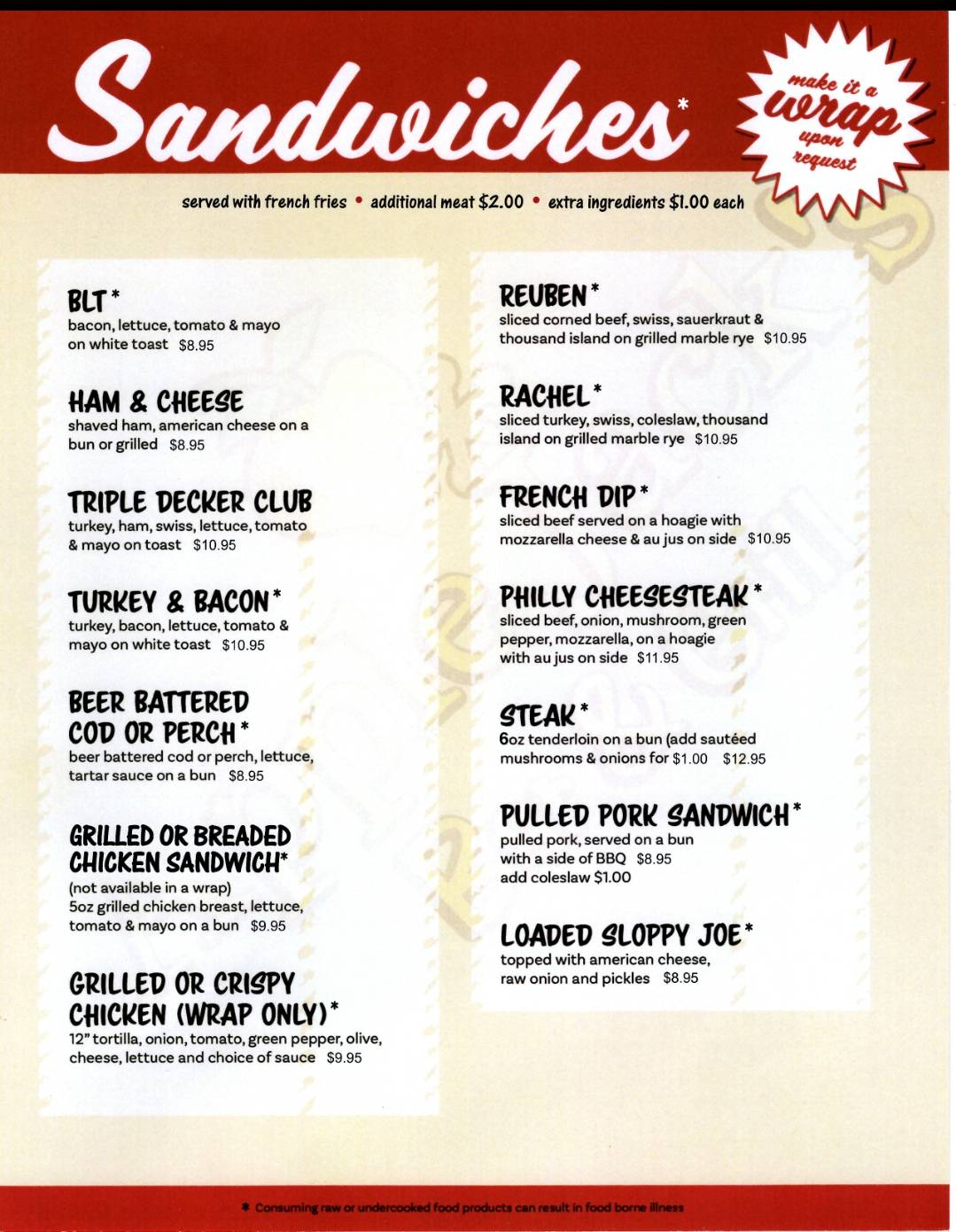 Menu at Applejack's Restaurant & Pub, Marinette