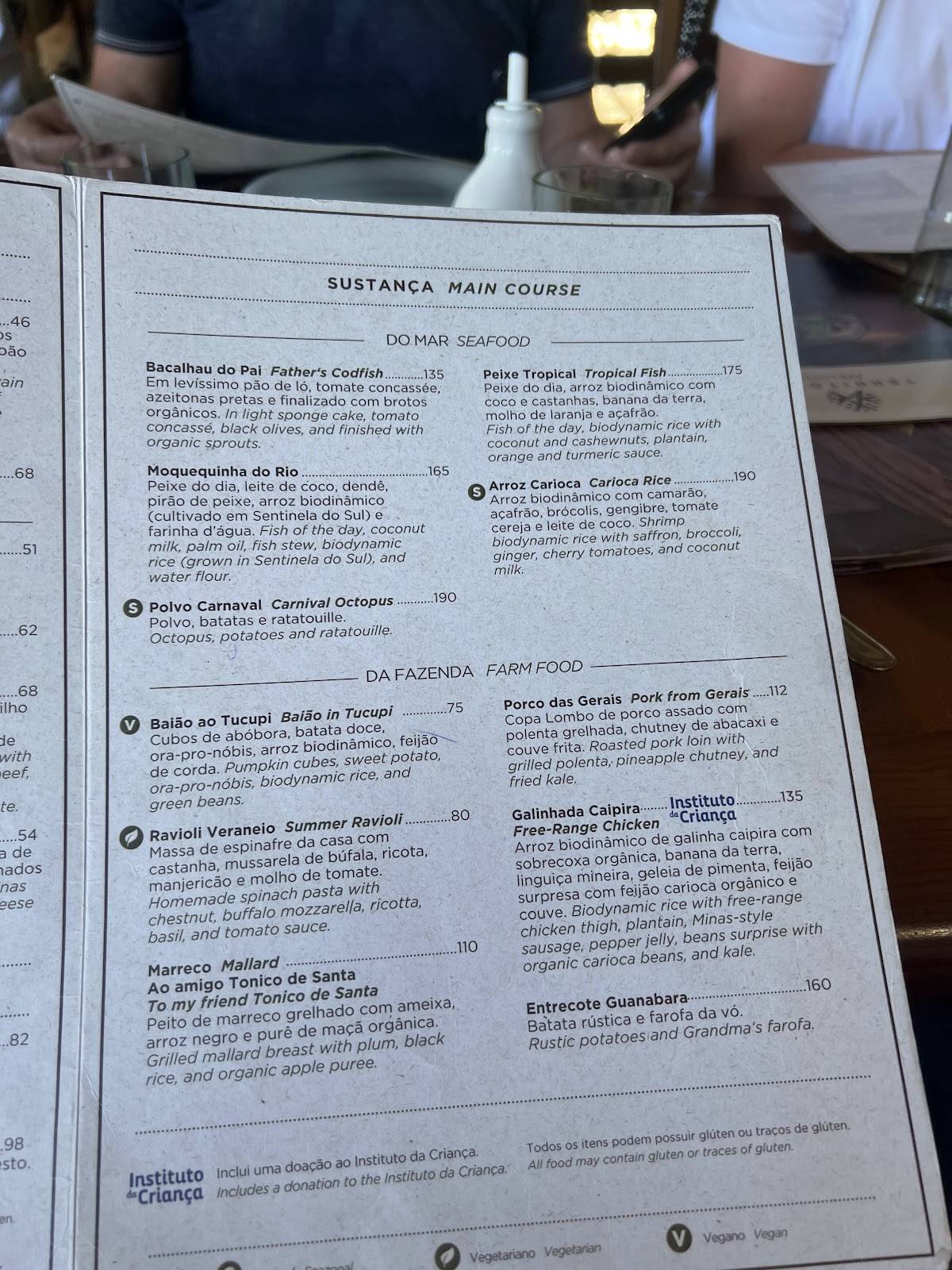 Menu em Aprazível restaurante, Rio de Janeiro