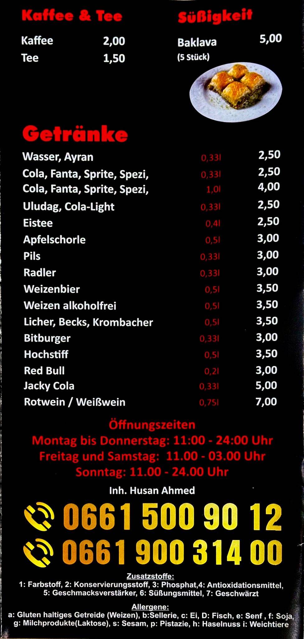 Speisekarte von Arkadas Kebab-Haus Fulda fast Food, Fulda
