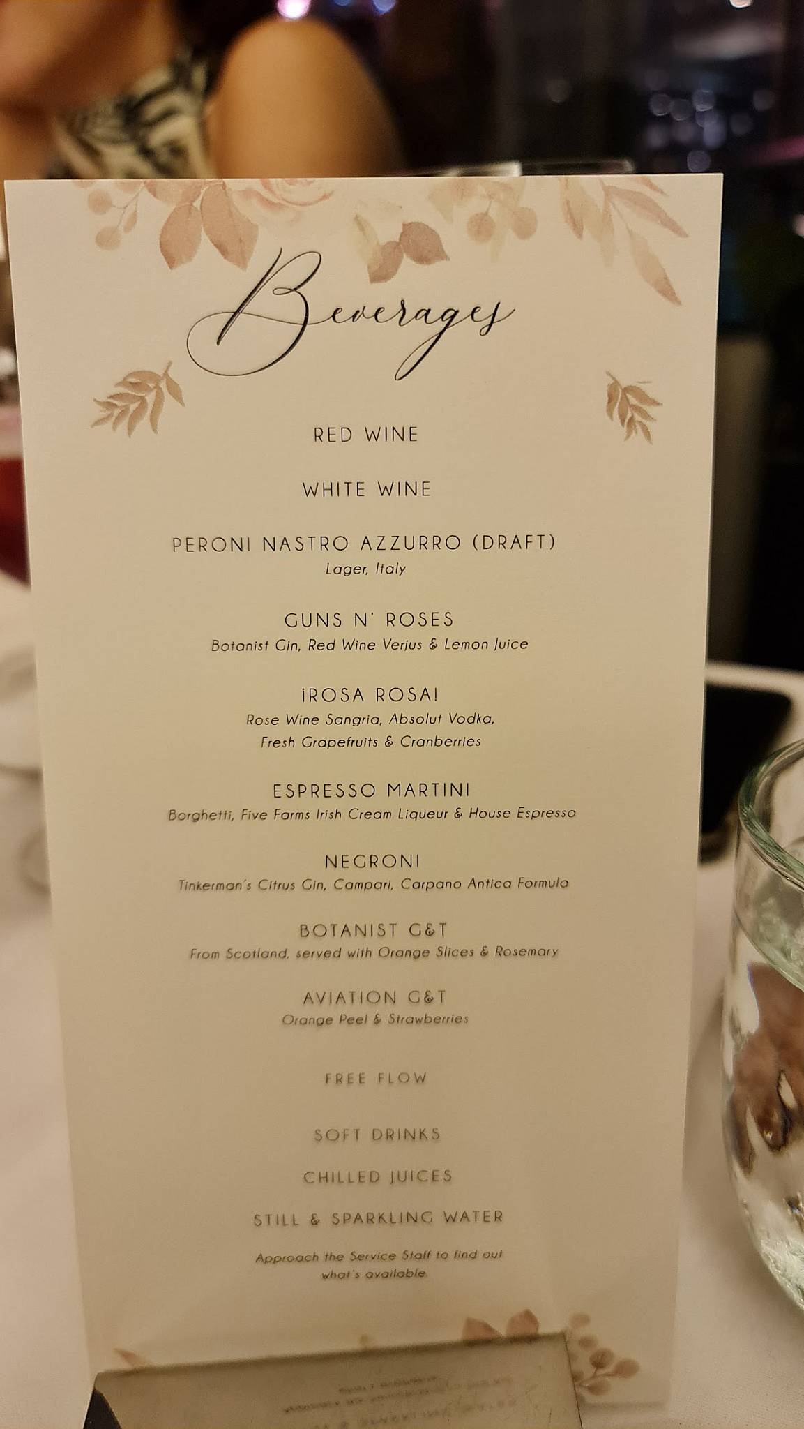 Menu at Artemis Grill & Sky Bar, Singapore