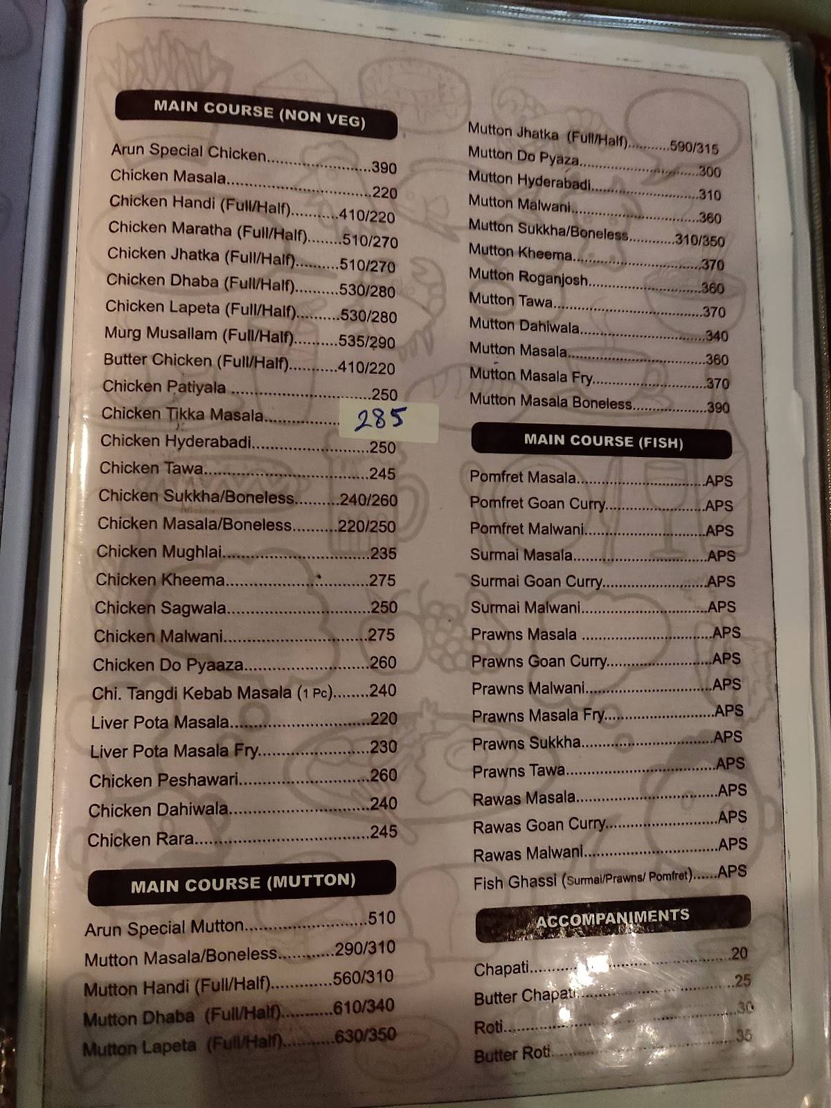 Menu at Arun Family Restaurant and Bar, Navi Mumbai, Shop No-1 & 2
