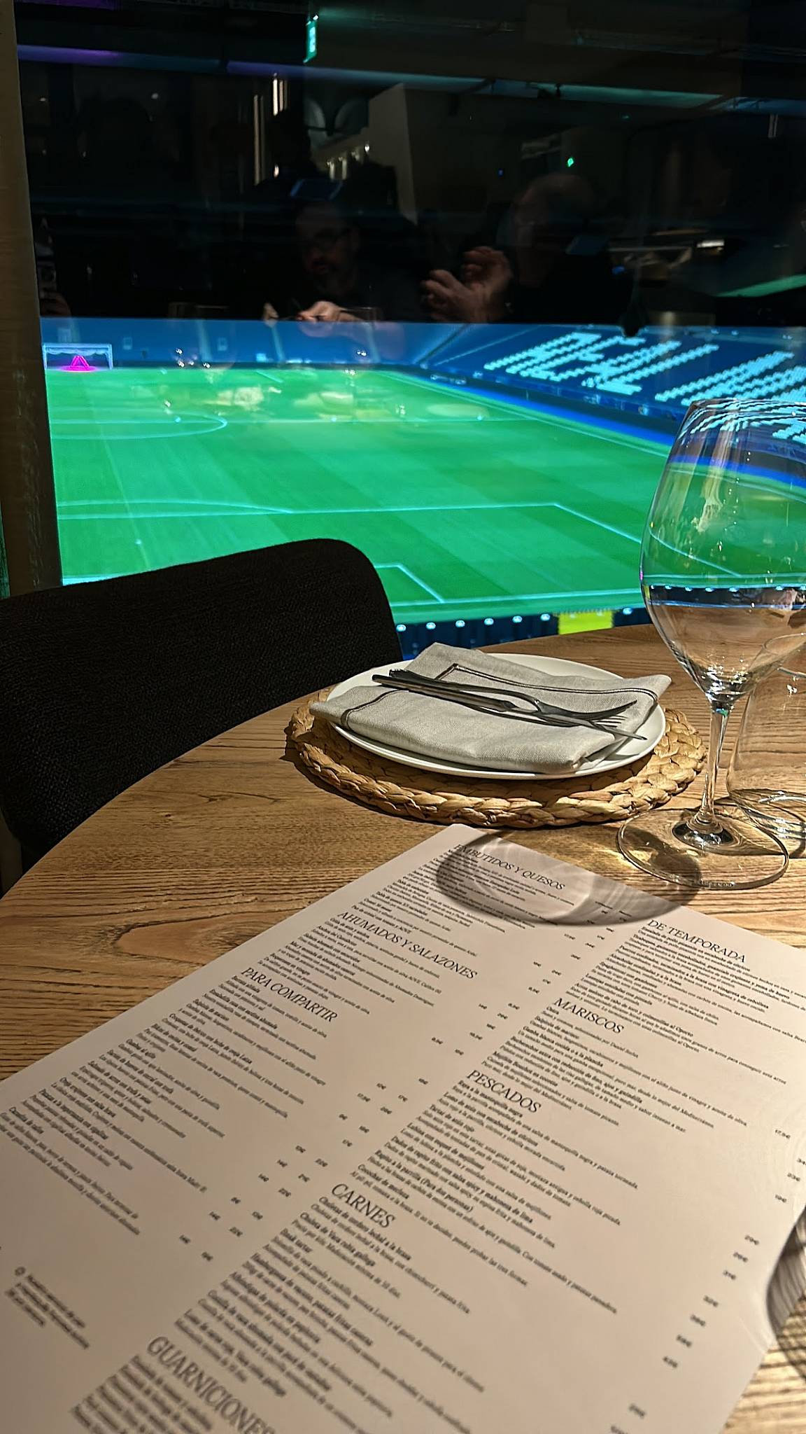 Menu at Arzábal Bernabéu restaurant, Madrid