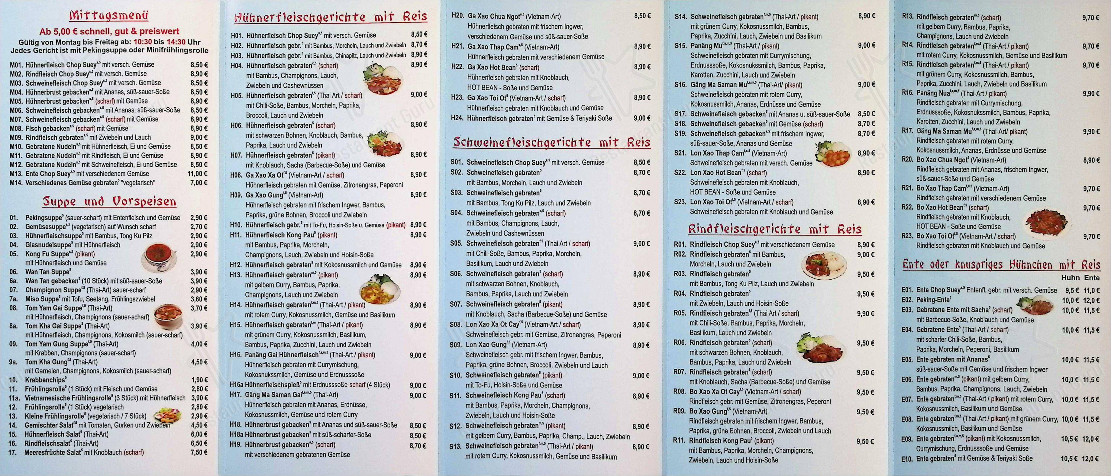 Menu at Asia Me Kong Lieferservice restaurant, Nuremberg