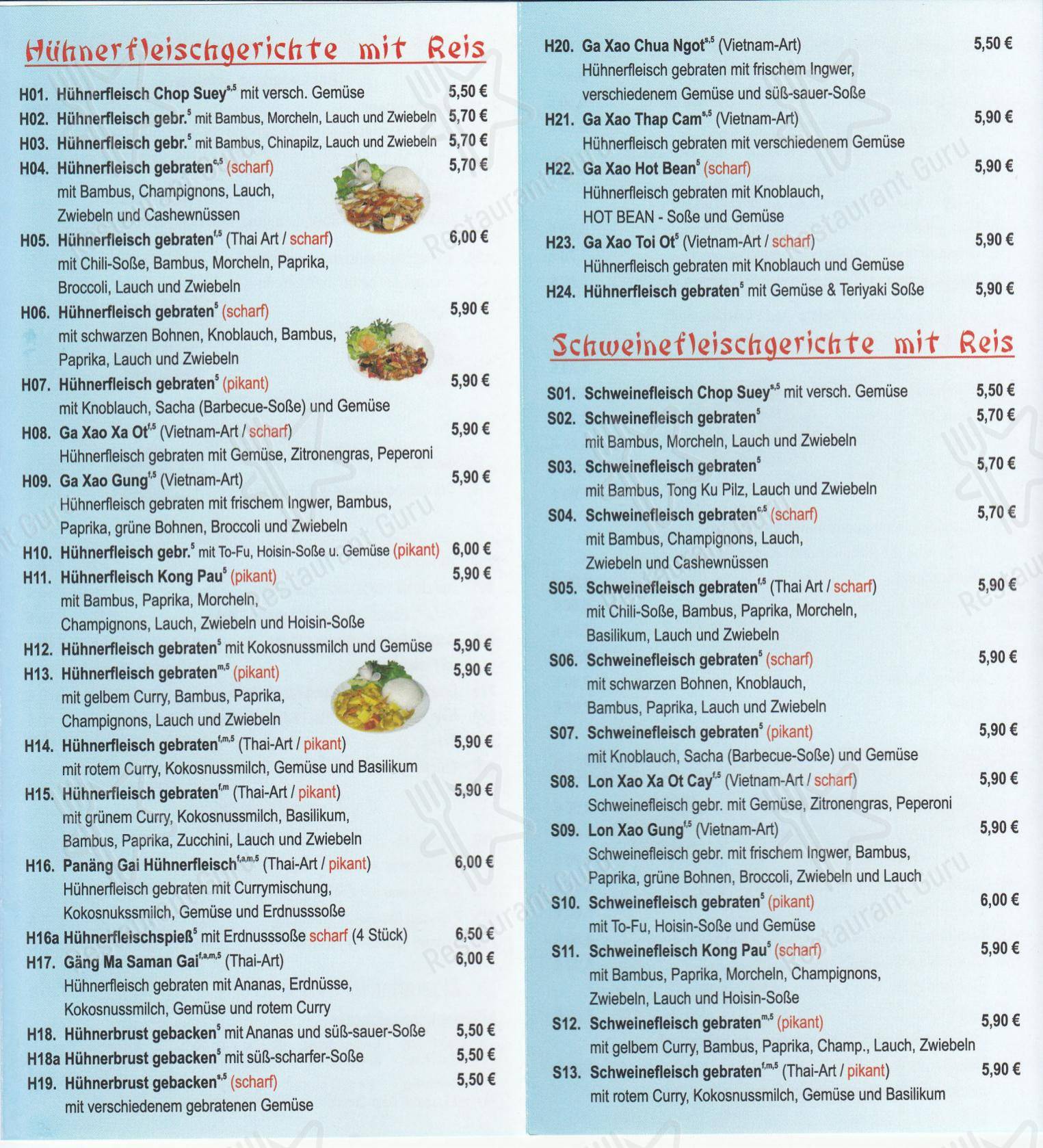Menu au Asia Me Kong Lieferservice restaurant, Nuremberg