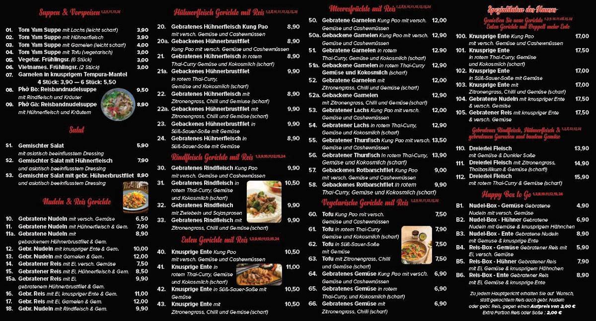 Carta de Asia & Sushi-Bar, Mengen
