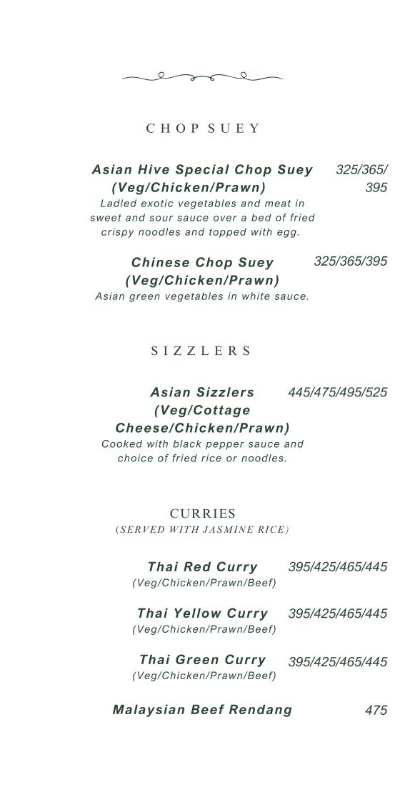 Menu at Asian Hive, Chennai, No. 3/1