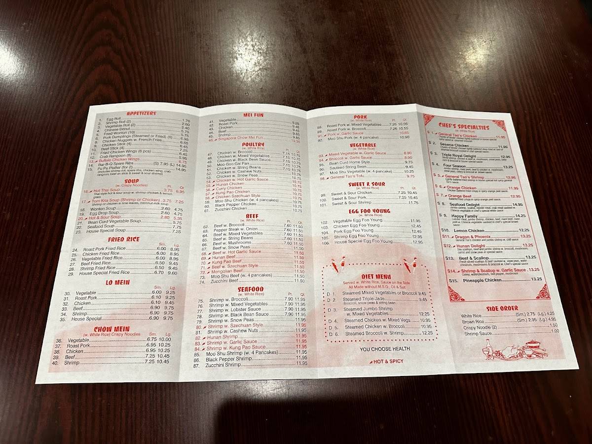 Menu at Asian Yummy restaurant, Seymour