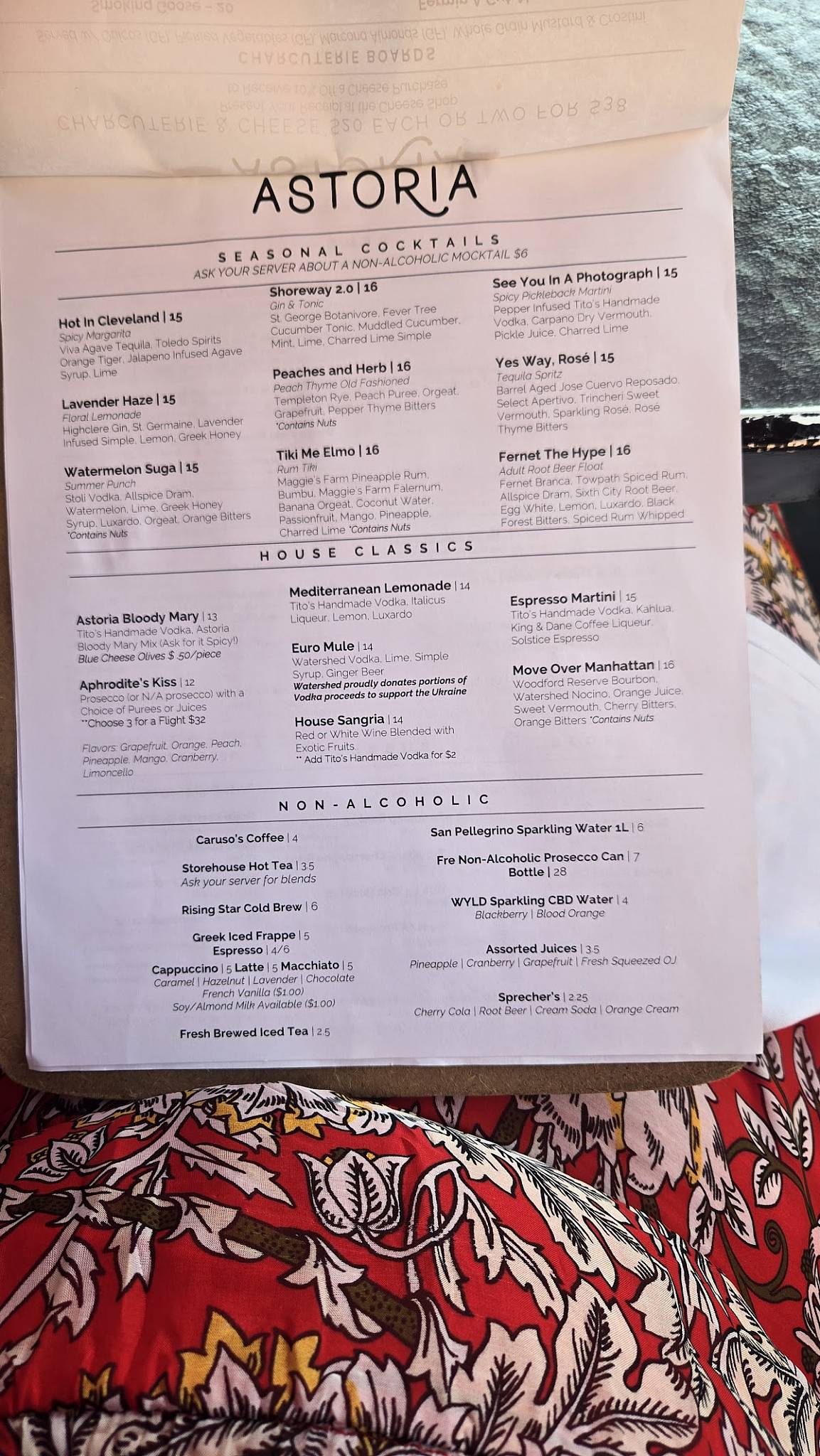Menu at Astoria Cafe & Market, Cleveland