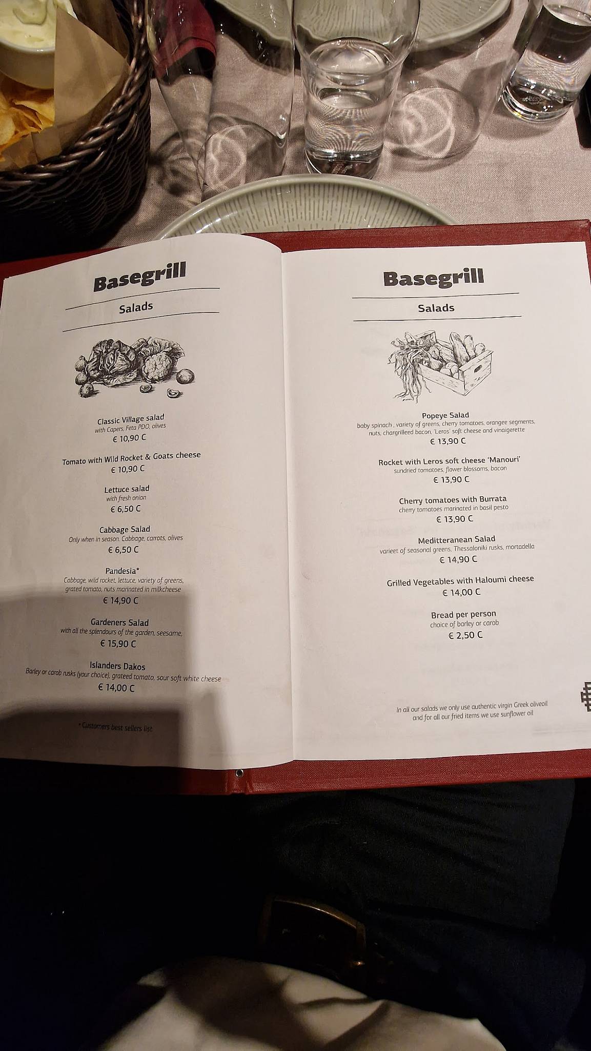 Menu at Basegrill Athens, Peristeri