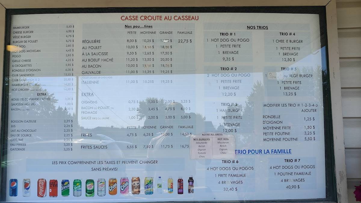 Menu au Casse Croûte Au Casseau restaurant, Canada