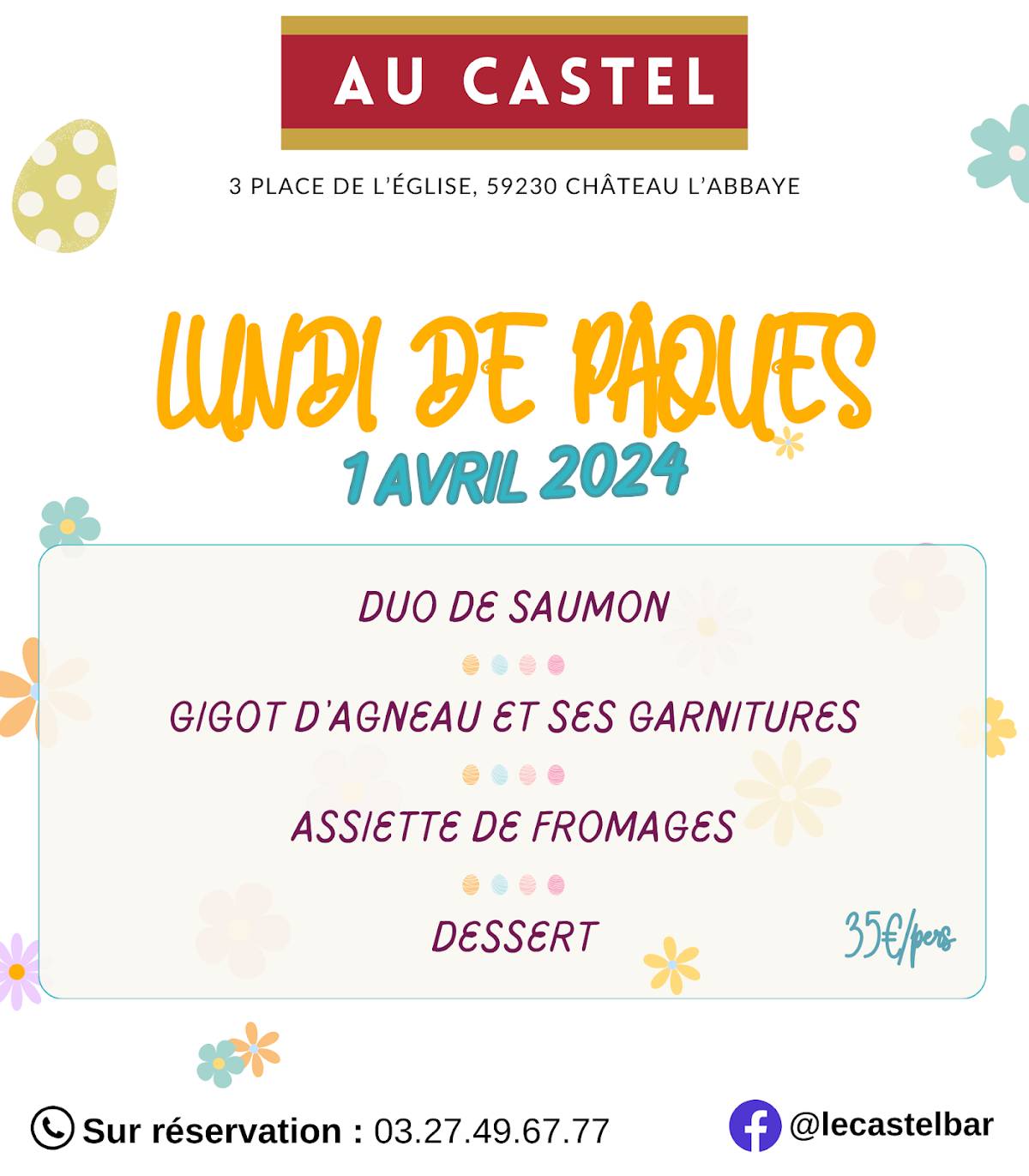 Menu au Au Castel pub et bar, Château-l'Abbaye