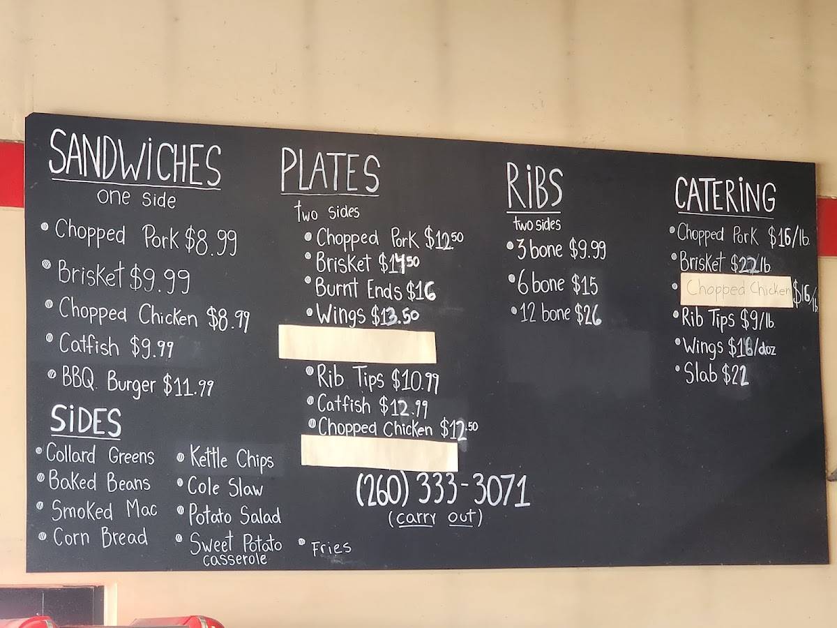 Menu at Bo Doogie's BBQ, Auburn