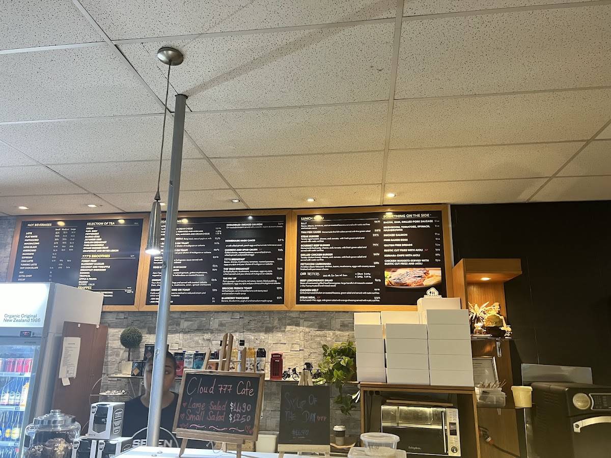 Menu at Cloud 777 Cafe, Auckland, 165 Harris Rd