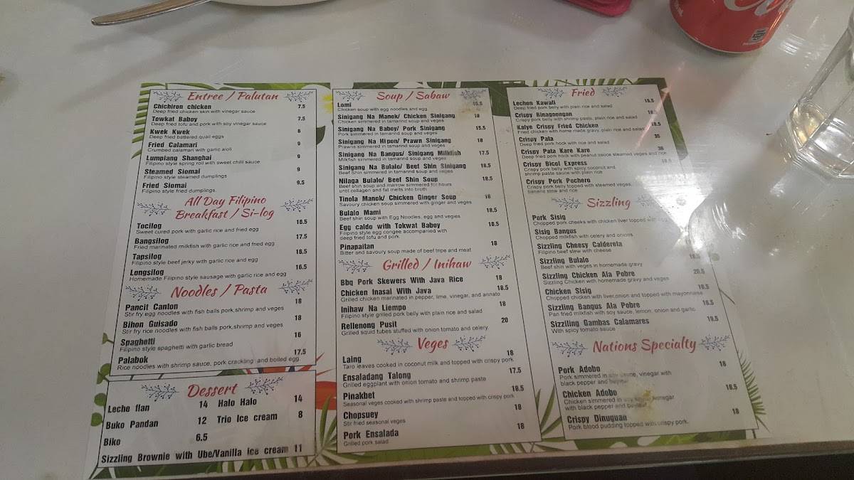 Menu at Jeepney Filipino Restaurant, Auckland, B1/710 Great South Rd