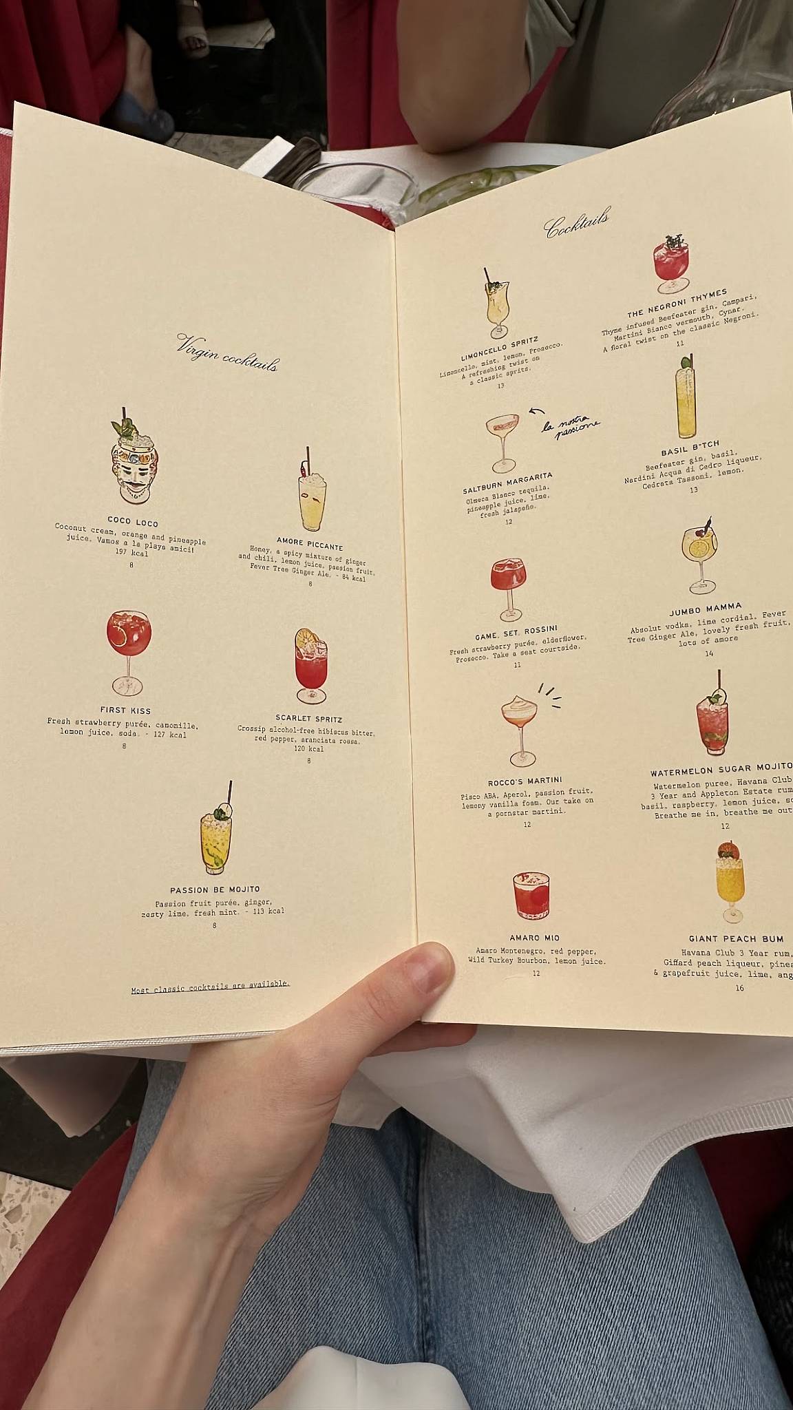 Menu at Ave Mario restaurant, London
