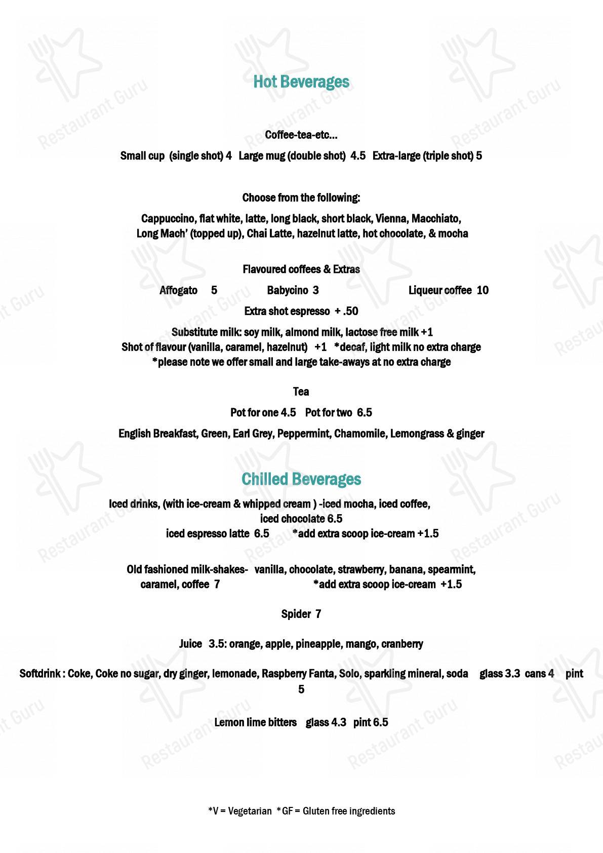Menu at Avocados Bar & Café, Kelmscott