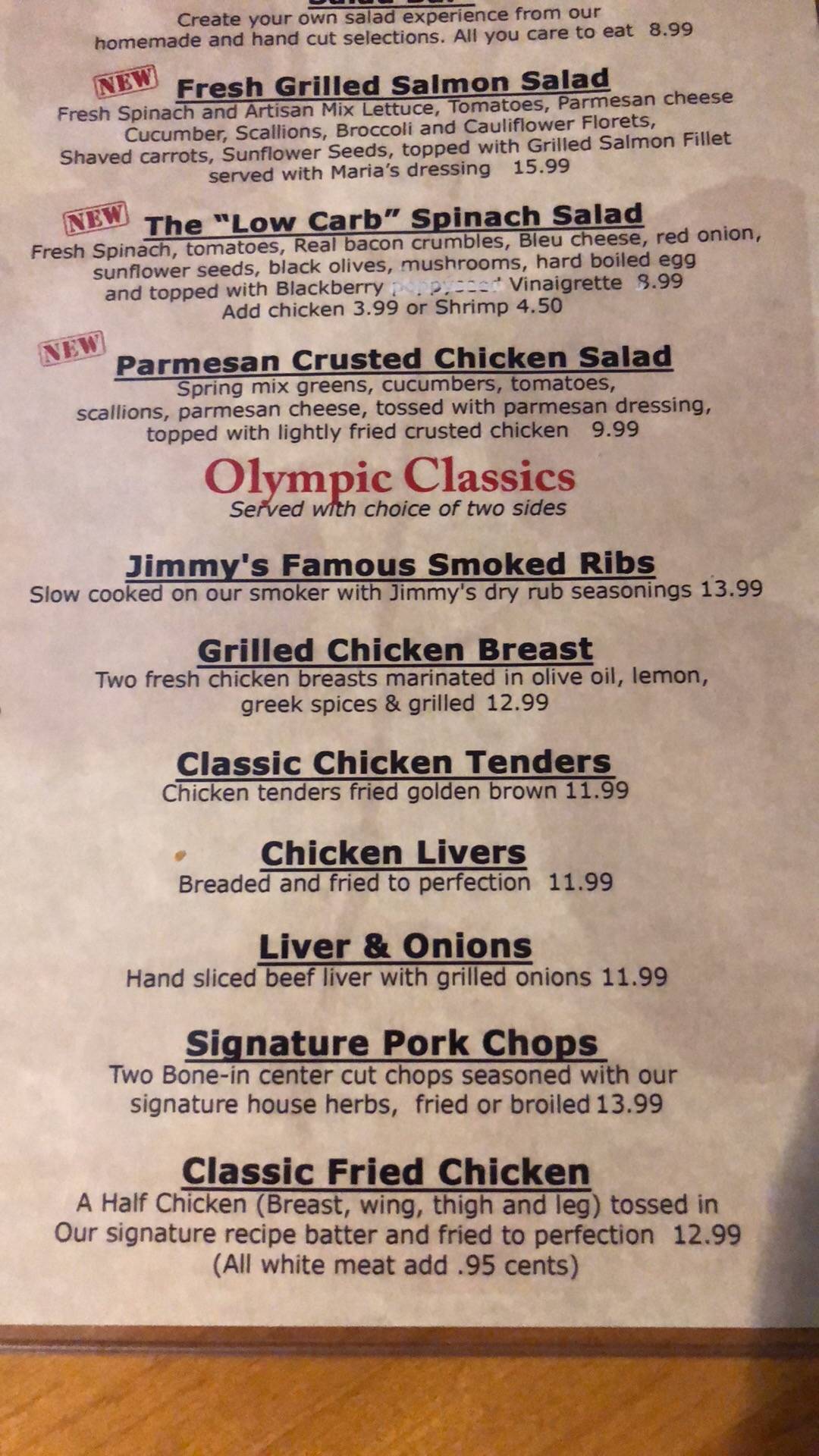 Menu at Olympic Restaurant, Avon Park