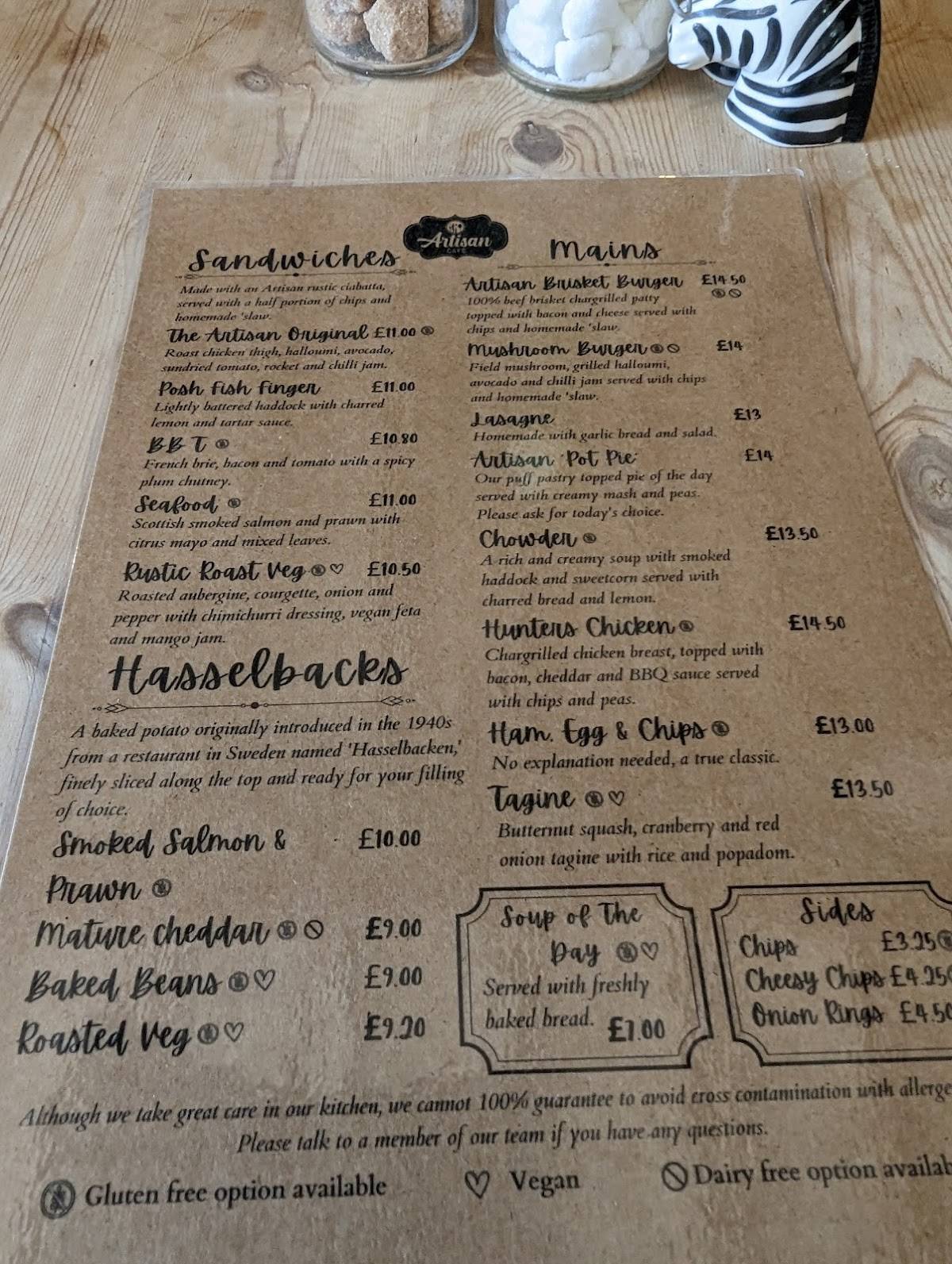 Menu at Artisan Café cafe, Aylsham