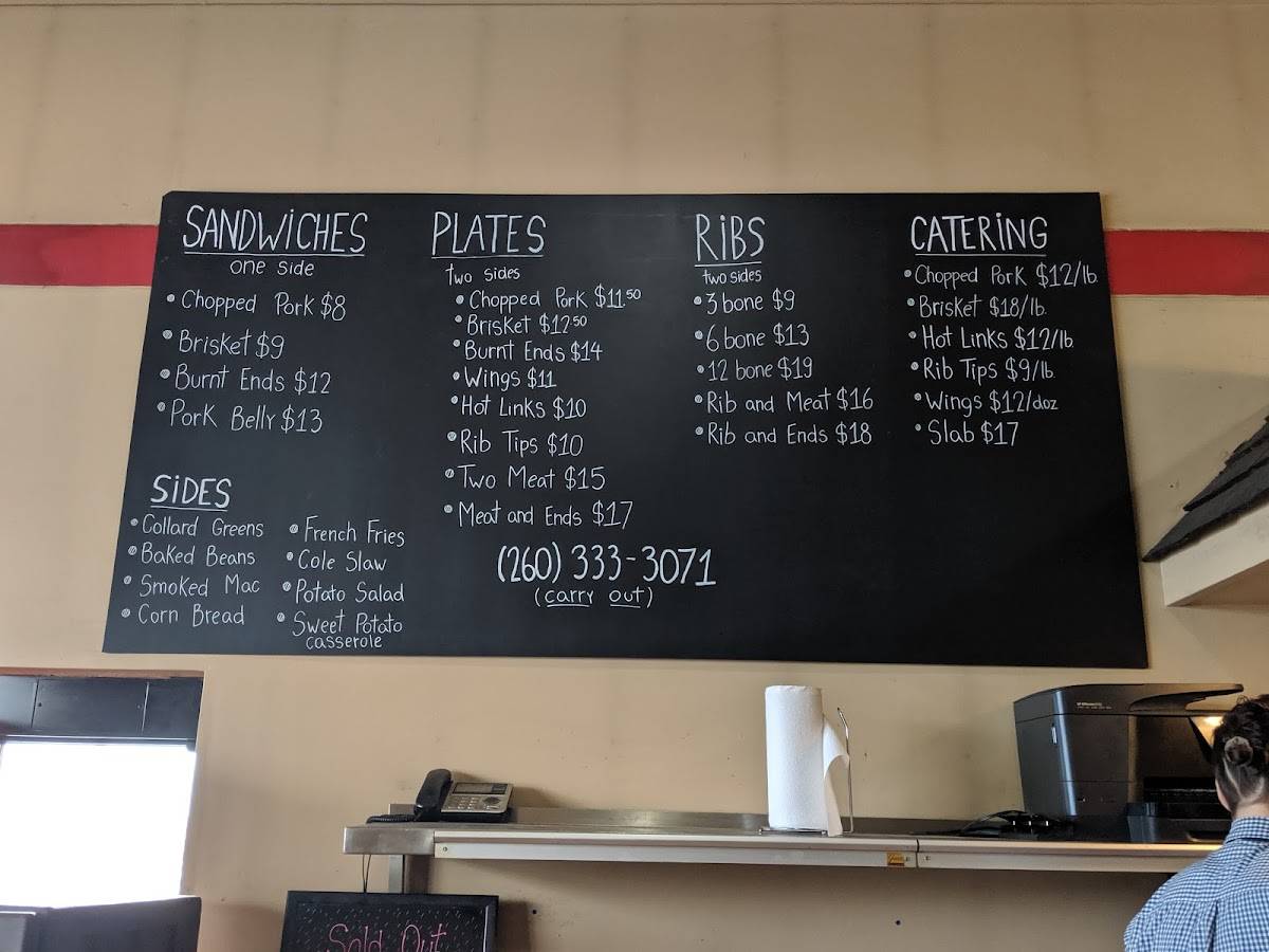Menu at Bo Doogie's BBQ, Auburn